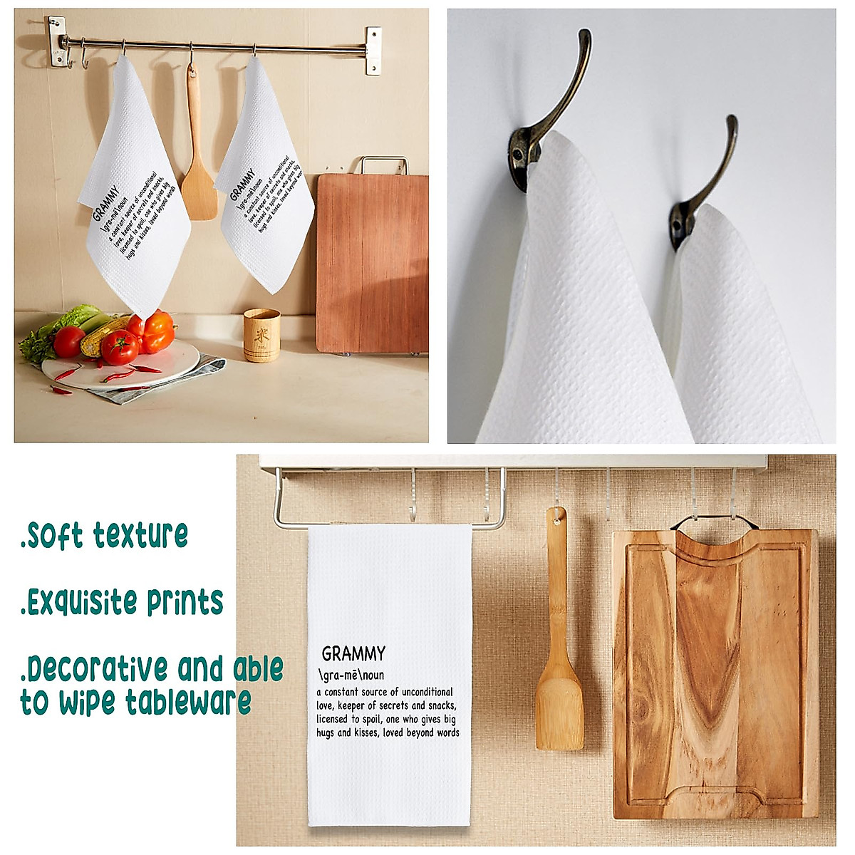 ZWZXR Grammy Definition Kitchen Towels Dish Towels Dishcloth,Grammy Grandma Appreciation Decorative Absorbent Drying Cloth Hand Towels Tea Towels for Bathroom Kitchen,Grandma Grammy Birthday Gifts