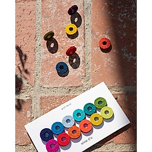 Graf Lantz Wine-O's Wine Glass Identifier - 12 Piece - Round 100% Merino Wool - Eliminate Unknown Glass Syndrome - Rainbow Mix
