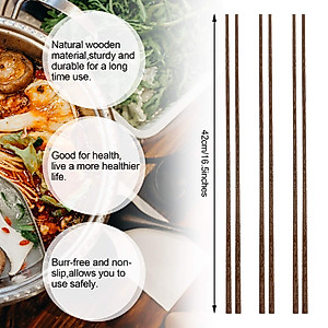 Long Cooking Chopstick Chinese Natural Wooden Chopstick Long Hot Pot Chopstick Wooden Frying Chopstick for Hot Pot, Frying, Noodle, Cooking Favor, 16.5 Inch (Wenge Wood, 5 Pairs)