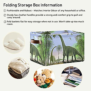 ALAZA Forest Tree Dinosaur Animal Foldable Storage Box Storage Basket Organizer Bins with Handles for Shelf Closet Living Room Bedroom Home Office 1 Pack