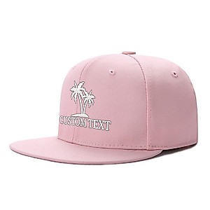 Coconut Tree Custom Snapback Embroidered Hat Gift for Men Women Girls Adjustable Fashion Outdoor Pink