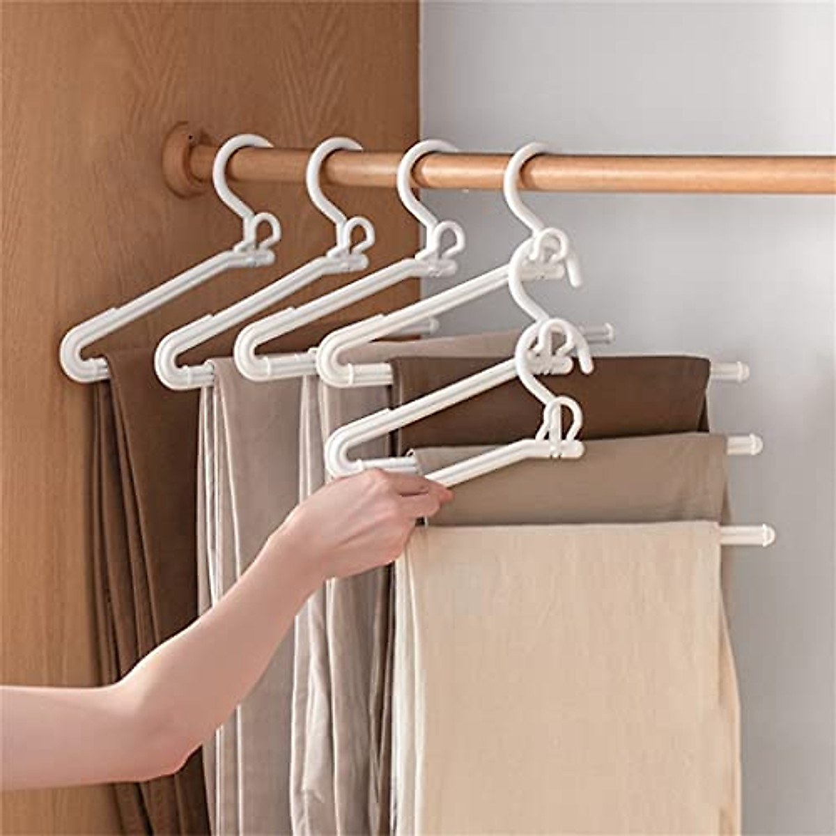 IULJH Pants Rack Wardrobe Multi-Functional Seamless Hanger Pants Hanger Household Multi-Layer Pants Storage Artifact