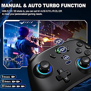 Wireless Switch Pro Controller for Nintendo Switch Controller/Lite/OLED, Hall Effect Wired PC Joysticks-LED Wireless iOS/Android Remote/Programmable Nintendo Switch Accessories Interactive Gaming Figures