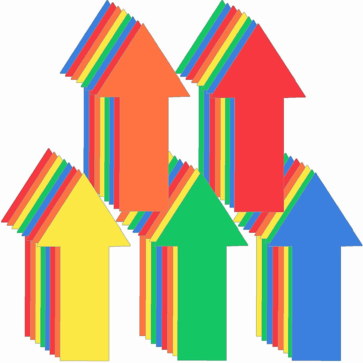 40 Pieces 8 Inch Arrow Sticker, Directional Arrow Sign Removable Adhesive Arrow Floor Decal Waterproof Arrow Marking Arrows Safe Road Instructions Sticker (Dark Blue, Green, Red, Orange, Yellow)