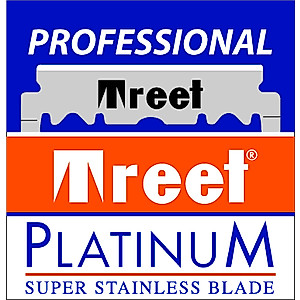 Treet Platinum Professional Super Stainless Steel Single Edge Straight Barber Razor Blades Pack of 100 - Premium Quality Shaving Experience for Sharp, Smooth Shaving Perfect for Straight Barber Razor