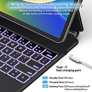 runelk Keyboard Case for iPad Air 13 2024 and iPad Pro 12.9 inch 2022-6th / 2021-5th / 2020-4th / 2018-3rd Generation – Magnetic Keyboard Case with Multi-Touch Trackpad – Floating Cantilever Stand