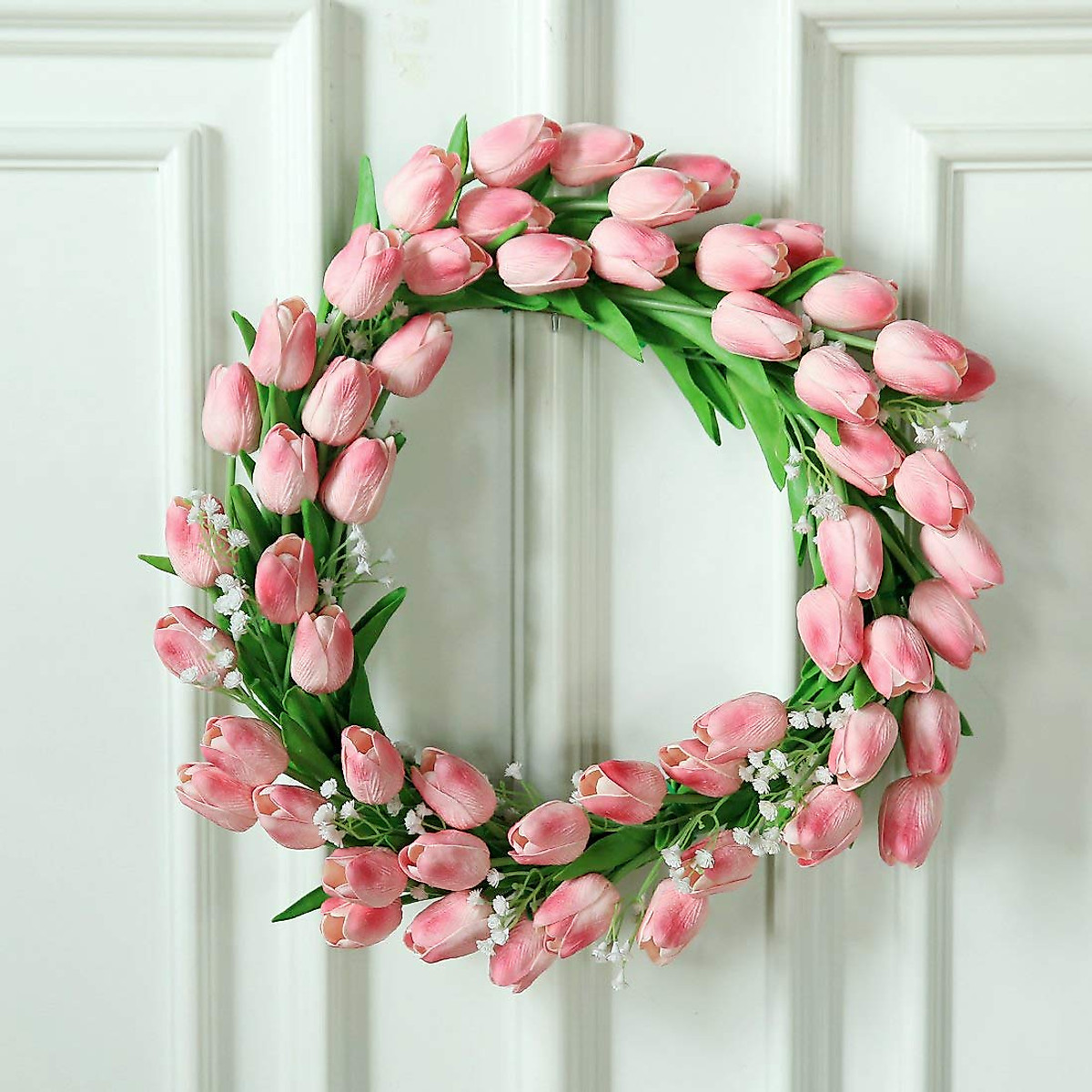 Cloudecor 20Pcs Artificial Tulips Fake Tulip Real Touch Latex Flowers for Wedding Party Home Office Decor (White - 20p)