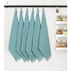 Weaver's Case 100% Cotton Kitchen Dish Towel 6-Piece Set 16x26 Super Absorbent - Drying & Cleaning - Everyday Kitchen Basic Waffle Dishtowel (16x26, Teal)