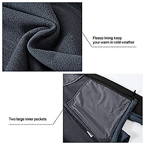 Gopune Windproof Softshell Fleece Lined Jacket Winter Outdoor Hooded Coat (Grey,M)