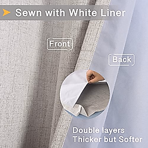 Rose Home Fashion 100% Linen Blackout Curtains for Bedroom Windows, Blackout Curtains 84 Inches Long for Living Room/Farmhouse, Linen Textured Look Drapes with Blackout Liner - (50x84 Beige)