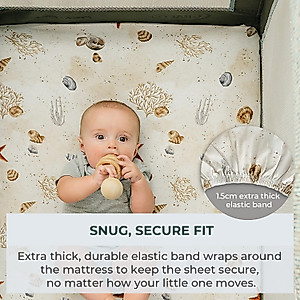 Pobibaby - 2 Pack Premium Pack N Play Sheets Fitted for Standard Pack and Plays and Mini Cribs - Ultra-Soft Jersey Knit, Stylish Ocean Pattern, Safe and Snug for Baby (Seaside)