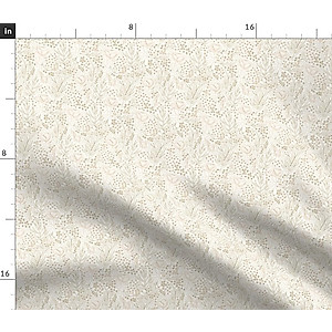 Spoonflower Fabric - Neutral Flowers Ditsy Beige Floral Hand Drawn Line Art Printed on Petal Signature Cotton Fabric by The Yard - Sewing Quilting Apparel Crafts Decor