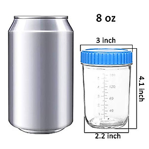 Youngever 8 Sets Glass Baby Food Storage, Baby Food Glass Containers with Airtight Lids, 8 Coastal Colors (8 Ounce)