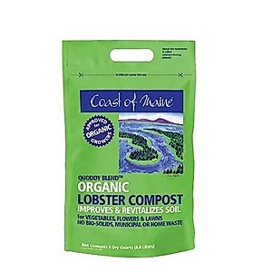 Coast of Maine OMRI Listed Quoddy Blend Lobster and Crab Organic Compost Plant Potting Soil Blend for Container Gardens and Flower Pots, 10 Pound Bag