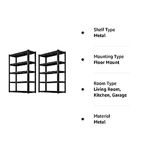REIBII Garage Shelving Heavy Duty Garage Storage Shelves, Extra Large Adjustable Storage Rack with 5-Tier Metal Shelving unit, 2050LBS Loads Heavy Duty Shelving, Easy Assembly Unit Shelf, 2 Pack