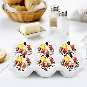 DEAYOU 4 Pack Porcelain Egg Container, Ceramic Eggs Keeper Storage Organizer for Display, Kitchen, White