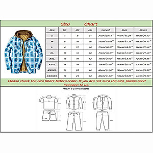 Mens Warm Hooded Flannel Shirts Padded Jackets, CLD Zip Up Heavyweight Thermal Lined Button Down Varsity Jackets S-5XL