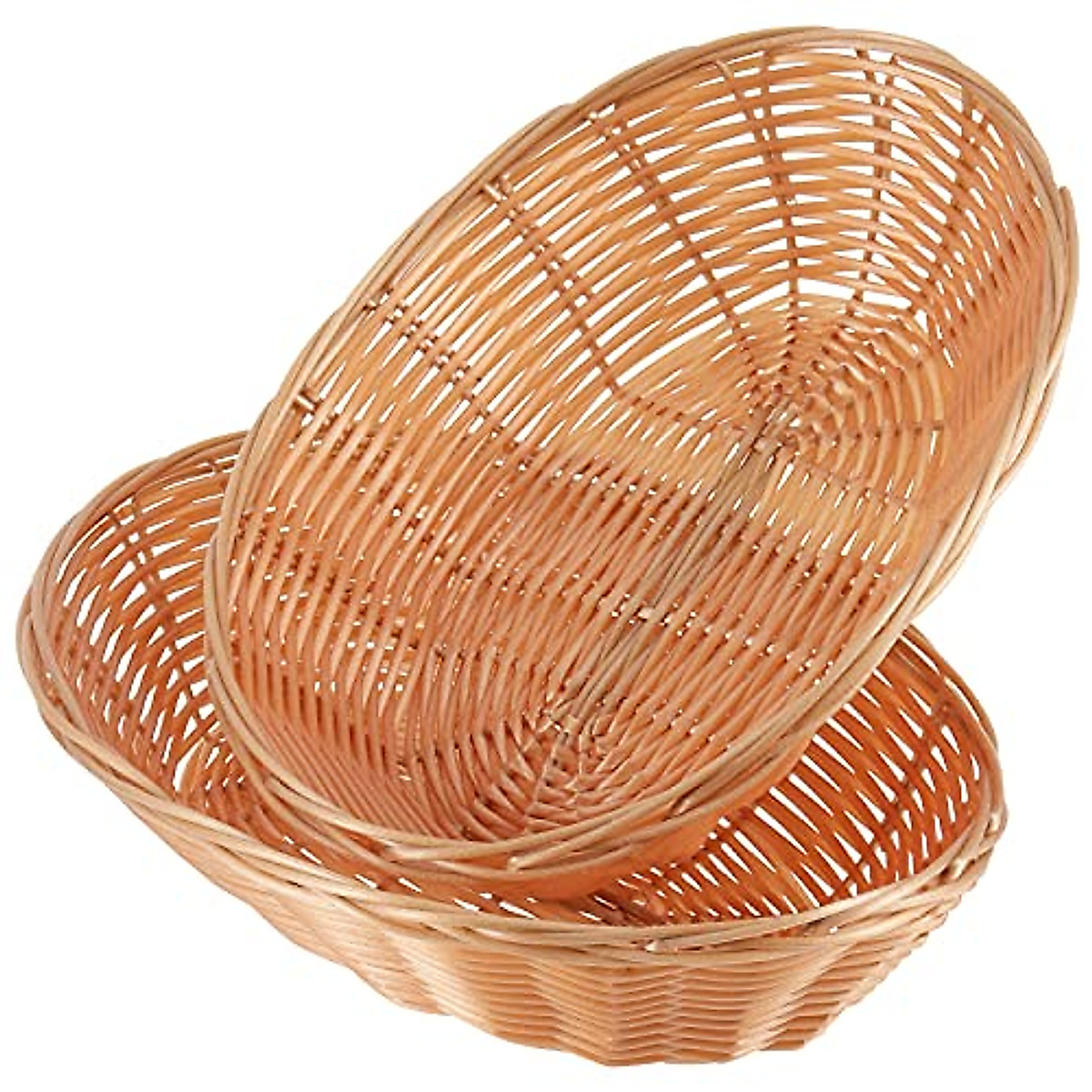 FUNSUEI 18 Pack 9 x 6 x 2.3 Inches Oval Poly Wicker Bread Baskets, Food Serving Baskets, Handmade Woven Pantry Organizer for Storing Bread, Vegetables, Fruits, Snacks and Crafts, Natural