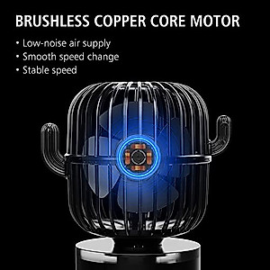 Bilibala Cute Cactus USB Fan, Small Quiet Desk Fan, 80° Rotation Oscillating Fan, 3 Speeds Strong Airflow, Portable Fan for Bedroom, Office, Home, Personal Fan for Desktop Decor, Green Mini Table Fan