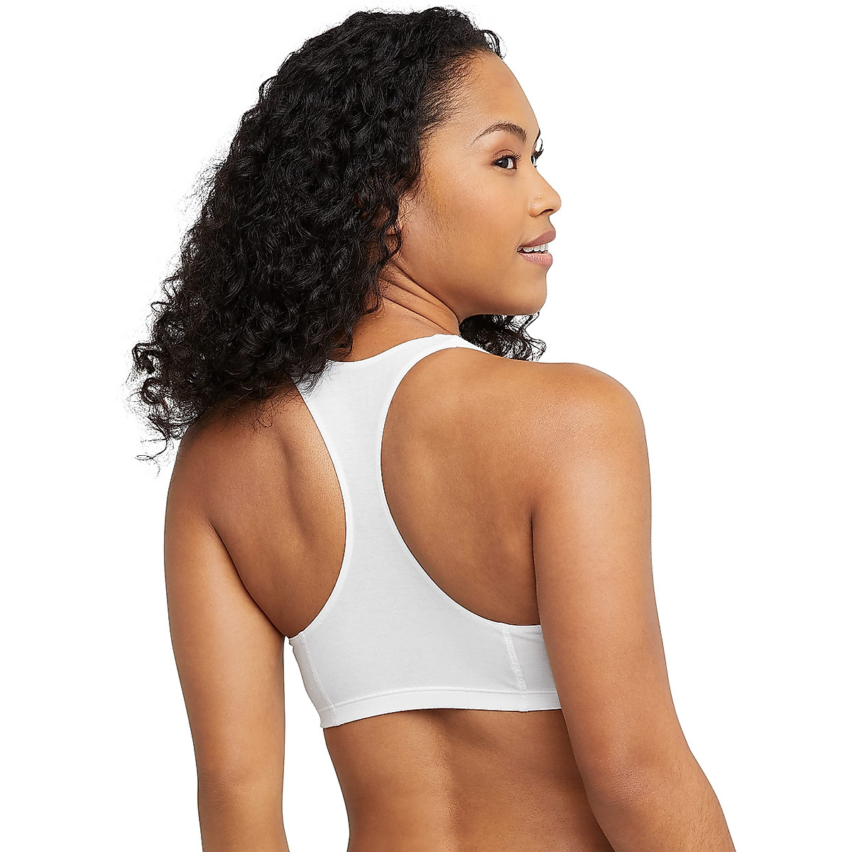 Hanes Women's Racerback Bralette Pack, Low Impact Sports Bra, Solid or Assorted, 3-Pack, White/Denim Jacket/Sky Grey Heather