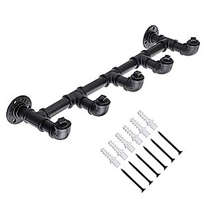 Sumnacon Industrial Pipe Coat Towel Rack with 5 Hooks- Vintage Heavy Duty Clothes Hat Hanger Racks with Screws, Rustic Iron Garment Storage Display Rail for Home, Store, Wardrobe, Boutique