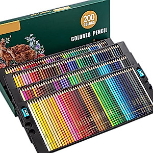 Artist Colored Pencils Set for Adult Coloring Books, Soft Core, Professional Numbered Art Drawing Pencils for Sketching Shading Blending Crafting, Gift Tin Box for Beginners Kids (200 Colors)