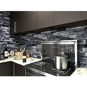 MS magic 17.7"×236" Vintage Gray Brick Wallpaper Self Adhesive Film Brick Peel and Stick Wallpaper Brick Faux Textured Wallpaper Stone Look Wallpaper