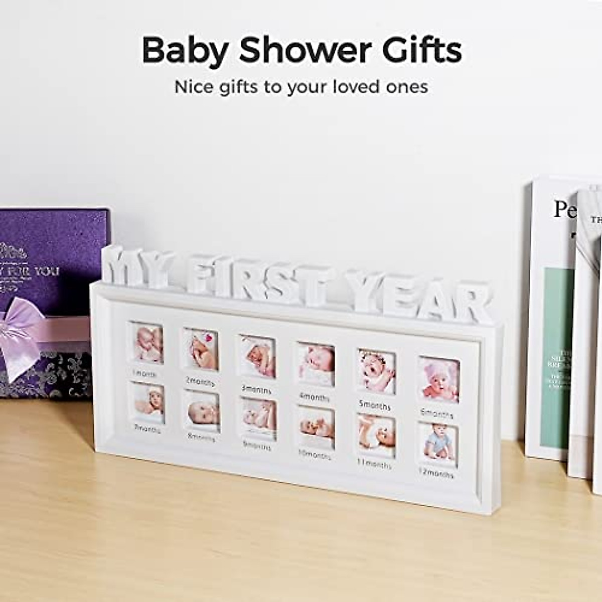 Homaisson Newborn Baby Picture Frame, My First Year Newborn Keepsake Frame 12 Months, Photo Frame for Memories