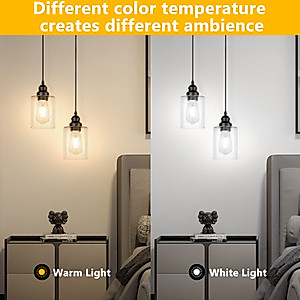 Licperron 3 Pack Hanging Pendant Lighting Fixtures, Adjustable Black Hanging Ceiling Lamp with Clear Glass Shade, Modern Pendant Light for Kitchen Island, Dining Room, Bedroom, Hallway