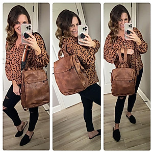 Telena Backpack Purse for Women, PU Leather Anti Theft Travel Backpack Purse Shoulder Bags with Tassel Brown