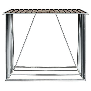 vidaXL Garden Log Storage Shed - Compact, Waterproof Wood Storage with Ventiliated Design - Galvanized Steel - Brown - 64.2" x 32.7" x 60.6"