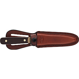 Old Timer 162OT Boot Knife 7.8in High Carbon Stainless Steel Full Tang Fixed Blade Knife with 3.8in False Edge Blade, Black Sawcut Handle, and Leather Belt Sheath for Camping, Hunting, and Outdoors