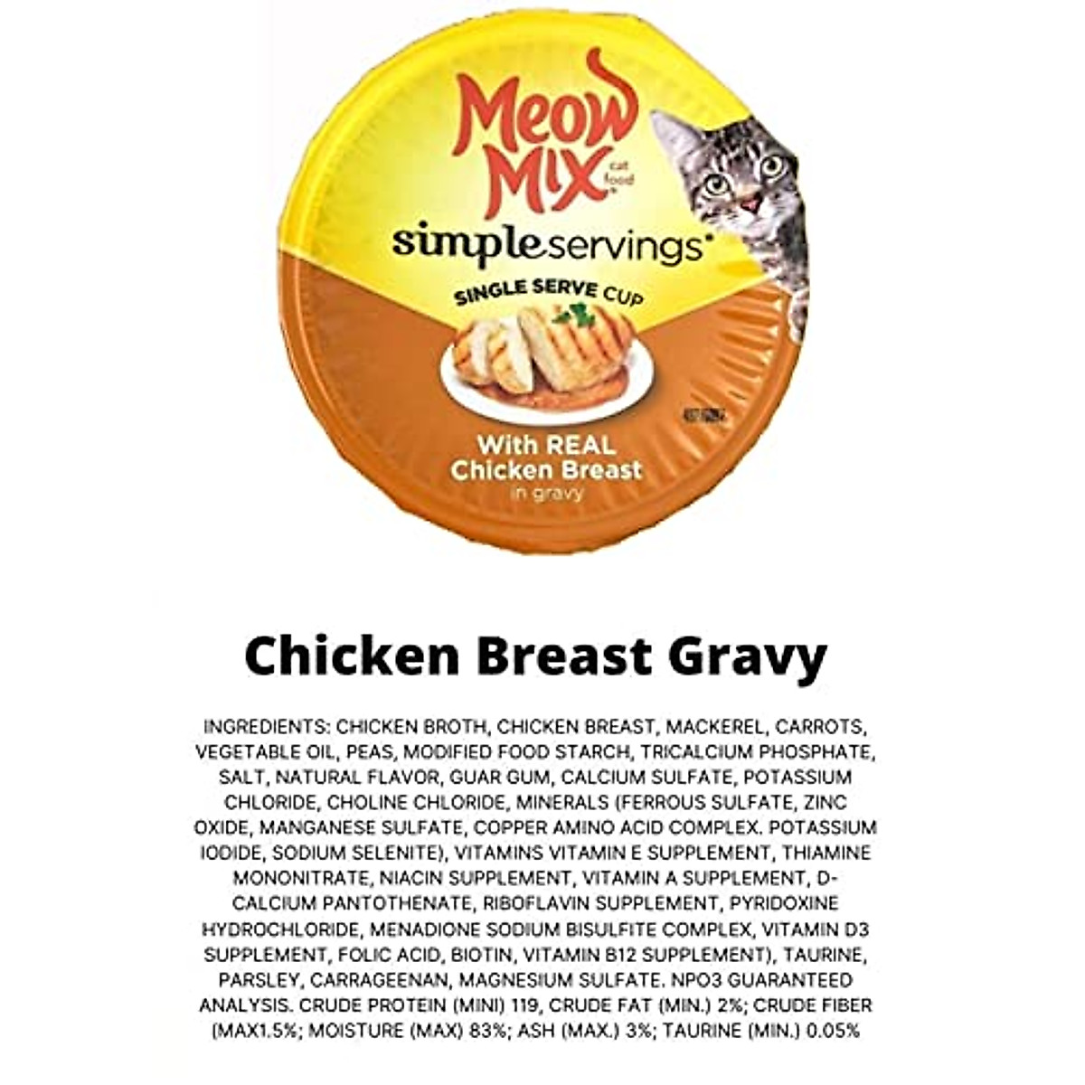 ILC Buy Meow Mix Simple Servings Variety Bundle| 6 Flavors,(2) Each: Chicken Turkey, Tuna Whitefish, Chicken Beef, Tuna Salmon, Chicken Breast, Tuna Shrimp (1.3 OZ) Plus Foam cat Toy Ball Magnet.