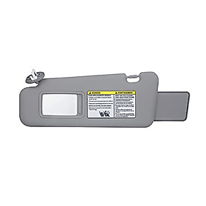 MYFANDOOR Left Driver Side Sun Visor with W/Vanity Light Compatible with Toyota Highlander 2008-2013 Replaces # 74320-48500-B0 (Gray)