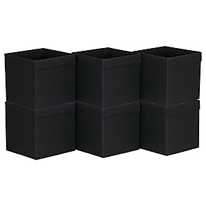 Household Essentials 86-1 Foldable Fabric Storage Bins | Set of 6 Cubby Cubes with Flap Handle, Black