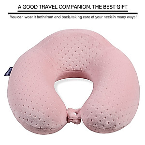 Gosider Neck Pillow Memory Foam Comfortable Travel Neck Pillow, Pink Airplane Pillow U Shape for Head and Neck Support, Portable Neck Pillows for Sleeping Travel Machine Washable