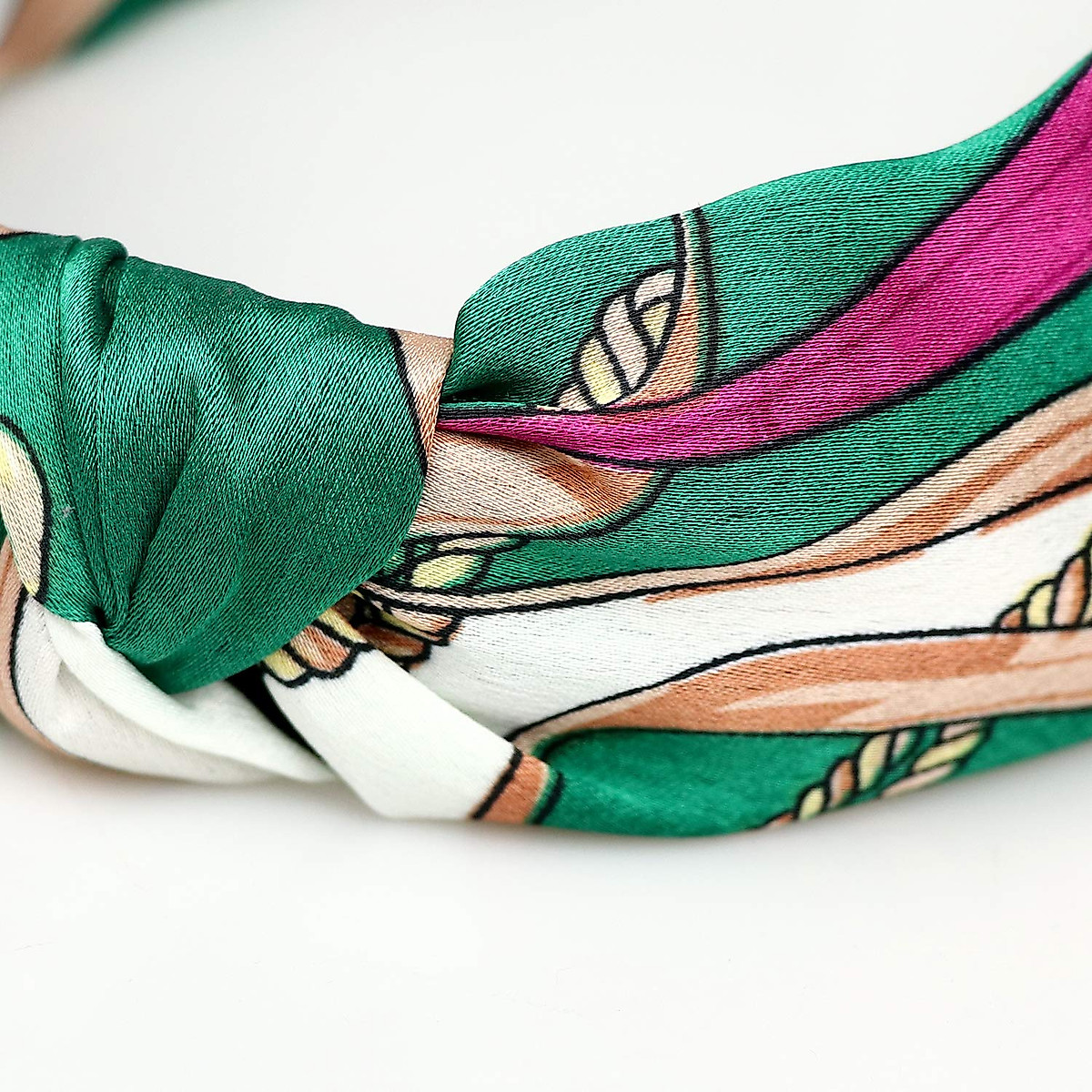 DRESHOW 4 Pack Boho Fashion Turban Headbands for Women Girls Flower Printed Plastic Head Band Vintage Cross Hair Accessories