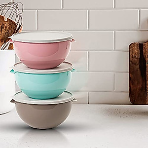 Plasvale - Set Biovita Colorful Plastic Bowls with Lids - 16.90 fl oz - 6 Pieces - Microwave, Freezer and Dishwasher Safe - BPA Free (Multicolor)