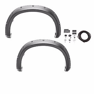 Bushwacker Pocket/Rivet Style Rear Fender Flares | 2-Piece Set, Black, Smooth Finish | 30024-02 | Fits 2007-2013 Toyota Tundra Fleetside