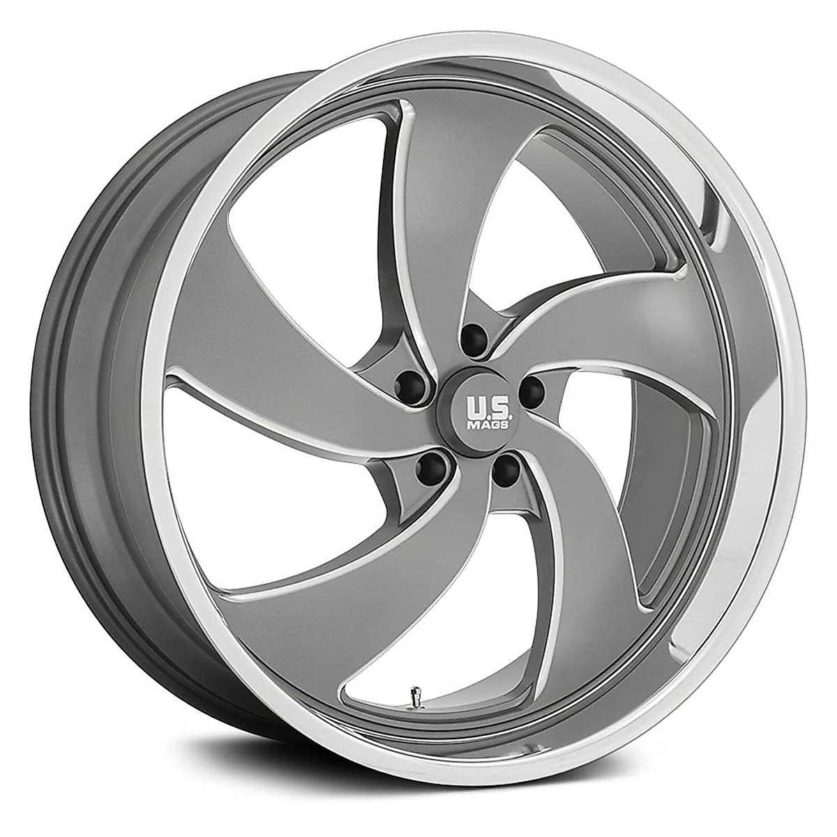 US Mags U133 DESPERADO Anthracite Milled Diamond Cut Milled Finish Wheel with Aluminum (24 x 9. inches /5 x 127 mm, 1 mm Offset)