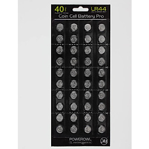 POWEROWL High Capacity LR44 Batteries 40 Pack, L1154F AG13 357 303 SR44 A76 Premium Alkaline Battery 1.5V Button Coin Cell Batteries