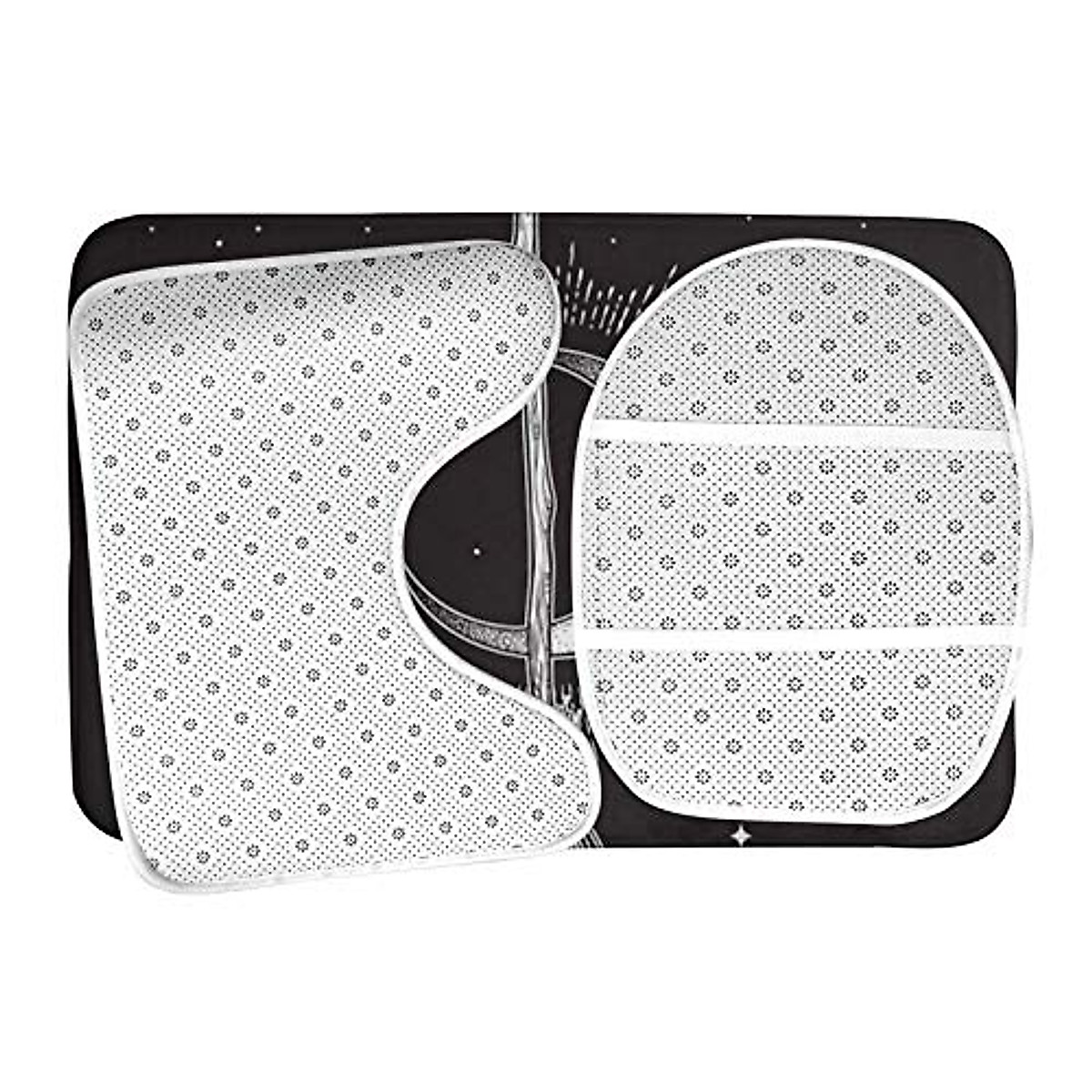 FORSJHSA Moon Stars Witch Bathroom Rugs Set 3 Piece Non Slip Bath Mat + U-Shaped Contour + Toilet Lid Cover Absorbent Bath Mat Set for Tub, Shower and Bathroom, One Size