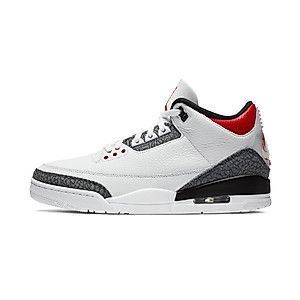 Nike Men's AIR JORDAN 3 RETRO SE-T Basketball Shoe, White Fire Red Black, 7 UK