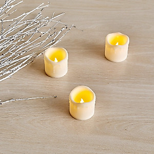 Furora LIGHTING Ivory Melting Style LED Votive Candles Pack of 12, Realistic Flickering Flame for Home and Party Décor, 2’’(W) x 2’’(H), Battery Operated