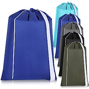 SilTriangle 10 Pcs Nylon Extra Large Laundry Bag with Strap Travel Laundry Bags with Drawstring Closure Dirty Laundry Bag Portable Laundry Bag for Dorm College Cloth Storage(28 x 40 Inch,Dark Color)
