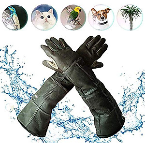 YBB Waterproof Animal Handling Gloves, Anti-Scratch/Bite Protective Long Gloves for Pet Cat Bathing Dog Bird(S)
