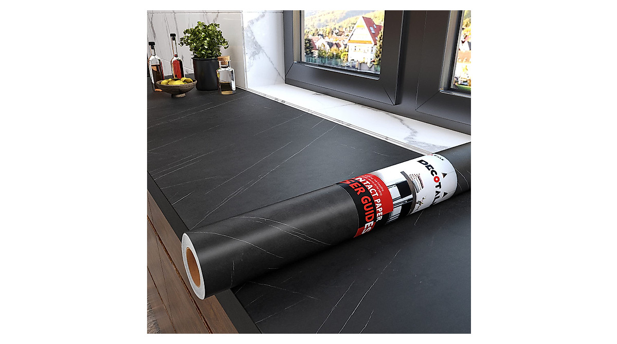 Decotalk 30"x120" Black Marble Contact Paper for Countertops