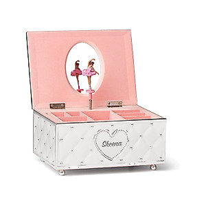 Lenox Personalized Childhood Memories African American Ballerina Jewelry Box, Custom Engraved Musical Jewelry Organizer, My First Jewelry Box for Kids, Children, Little Girls