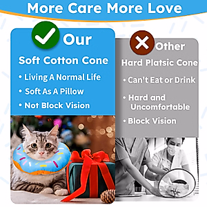 Hpetppy Cat Cone Collar Soft, Cat Recovery Collar for Wound Healing Cute Cat Donut Adjustable Cat Cones to Stop Licking Comfortable Lightweight Neck Elizabethan Collars for Cats Kittens After Surgery