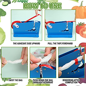 12 Packs Bag Tape Sealer, 3/8 Inch Poly Bag Sealer Tape, Plastic Tape Bag Sealer for Bags Package Vegetables Meat Cake Icing Packaging and Sealing (Red, 66yd)